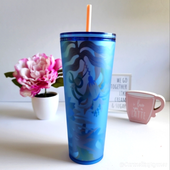 Starbucks | Kitchen | Nwtstarbucks Blue Floral Soft Touch Overlay Venti ...